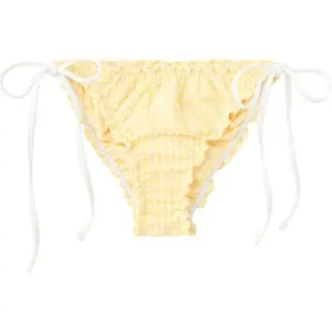 Mango Gingham Side Tie Cheeky Bikini Bottoms - Yellow