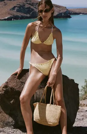 Mango Gingham Side Tie Cheeky Bikini Bottoms