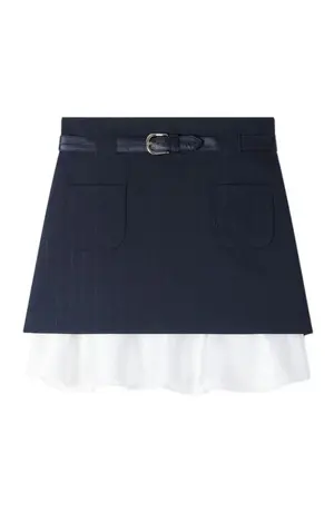 Sandro Short Striped Ruffled Skirt