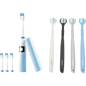 PURSONIC Portable Sonic Toothbrush With Travel Case & 360° Toothbrush Set - Blue