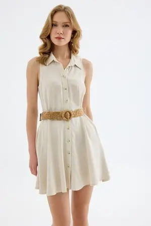 MONLICIA Mono Belted Mini Shirt Dress