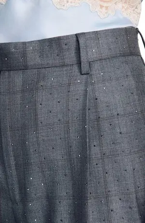 Sandro Rhinestone Check Wool Trousers