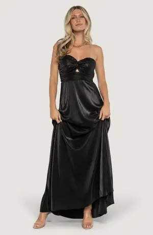 BALTIC BØRN Seraphine Pleated Strapless Gown - Black