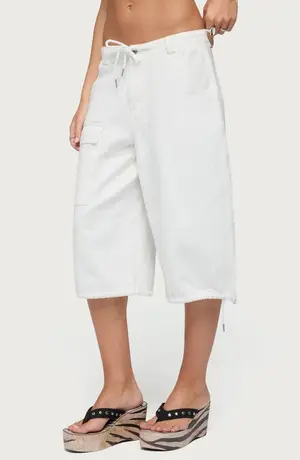 EDIKTED Cargo Bermuda Shorts With Drawstring Waist And Hems