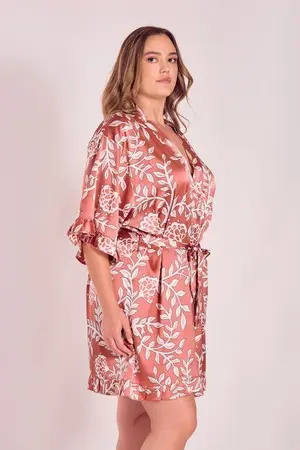 ICOLLECTION Floral Satin Robe