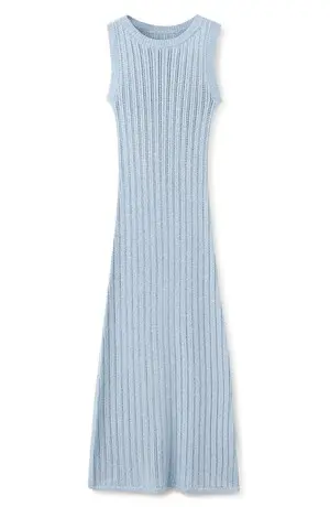 Mango Sleeveless Ribbed Knit Dress - Sky Blue