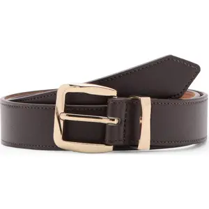 Mango Embossed Buckle Faux Leather Belt - Chocolate