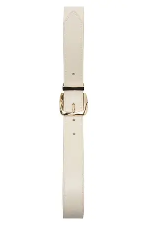 Mango Embossed Buckle Faux Leather Belt - Ecru