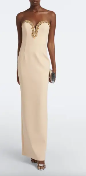 Rebecca Vallance Alexandrite Embellished Crêpe Bustier Gown - Yellow