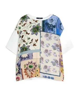 Max Mara Printed Silk And Stretch Cotton Jersey T-shirt - No