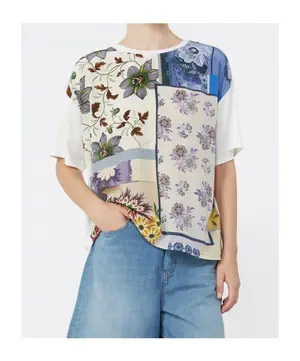 Max Mara Printed Silk And Stretch Cotton Jersey T-shirt Multicolour