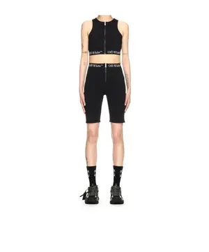 Off-White Zip-up Crewneck Sleeveless Top