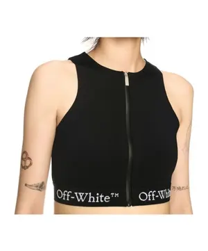 Off-White Zip-up Crewneck Sleeveless Top