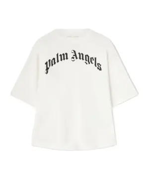 Palm Angels Curved Logo Oversize T-shirt - Off-white - Black