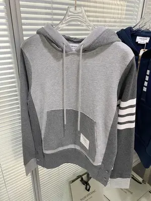 Thom Browne Logo Detailed Drawstring Hoodie