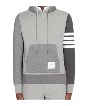 Thom Browne Logo Detailed Drawstring Hoodie