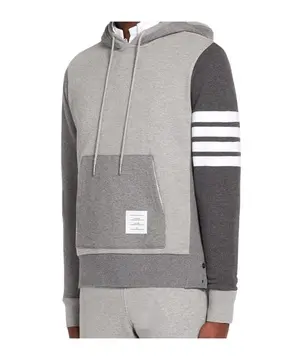 Thom Browne Logo Detailed Drawstring Hoodie