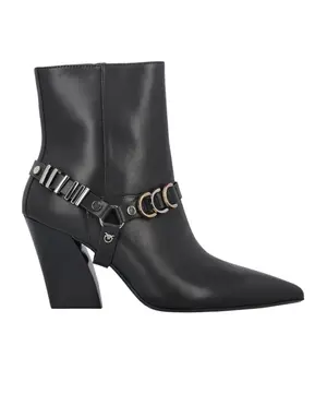 Pinko Pointed Toe Ankle Boots With Zip Closure - Black