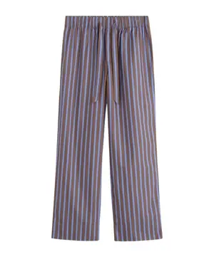 TEKLA Striped Pajama Pants - Brown