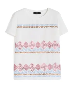 Max Mara Embroidered Linen And Stretch Cotton Jersey T-shirt - White