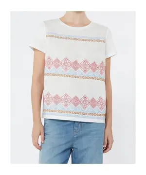 Max Mara Embroidered Linen And Stretch Cotton Jersey T-shirt