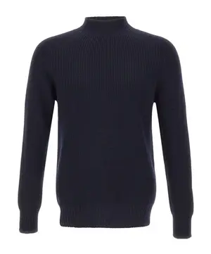 GRAN SASSO Ribbed High-neck Sweater - Blue