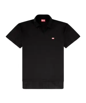 DIESEL® Jersey Polo Shirt With Check Flannel Trims