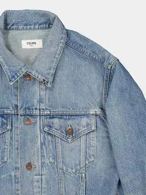 Celine Trucker Jacket In Cotton Denim - Blue