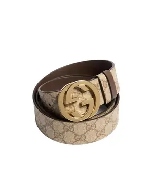 Gucci Reversible Belt With Interlocking G Buckle - Sand/brown