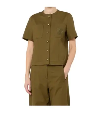 Max Mara Crew Neck Short-sleeved Casual Jacket - Brown