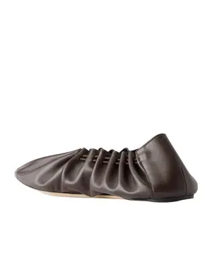 Staud Rue Gathered Leather Ballet Flats - Black