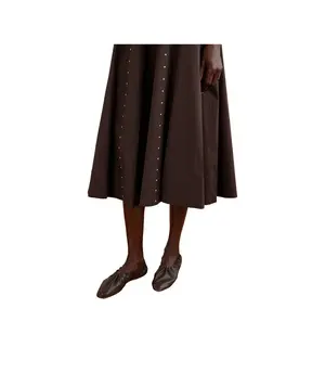 Staud Rue Gathered Leather Ballet Flats - Black