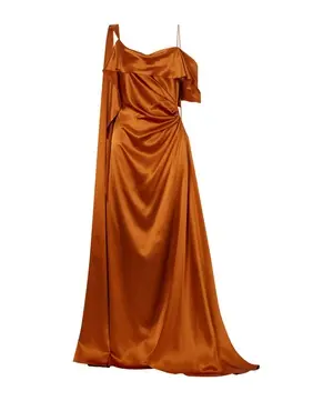 ROKSANDA Draped Silk-satin Gown - Brown