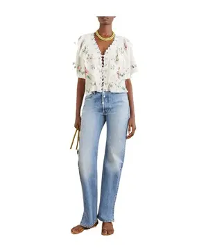 Sea Serafina Embroidered Ruffled Blouse - No