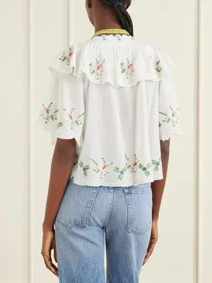Sea Serafina Embroidered Ruffled Blouse - No