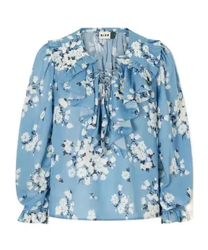 Rixo Ruffled Shirt - Blue