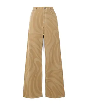Emilio Pucci Printed Cotton-canvas Wide-leg Pants - Nude