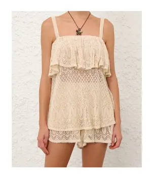 Zimmermann Mahon Ruffled Pointelle-knit Top