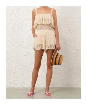 Zimmermann Mahon Ruffled Pointelle-knit Top