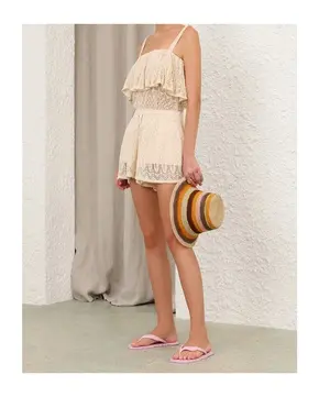 Zimmermann Mahon Ruffled Pointelle-knit Top