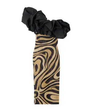 Emilio Pucci Ruffled Cotton Poplin-trimmed Printed Mesh Maxi Dress