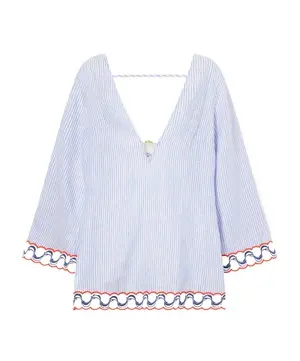 Farm Rio Embroidered Striped Cover-up