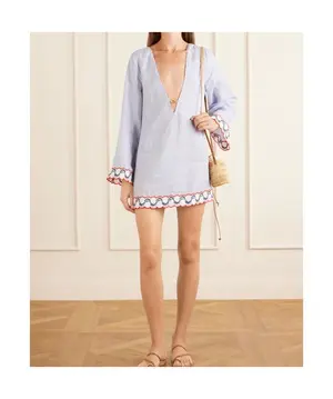 Farm Rio Embroidered Striped Cover-up