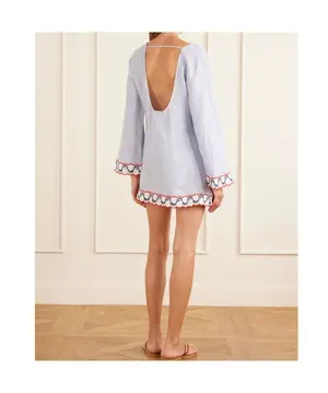 Farm Rio Embroidered Striped Cover-up
