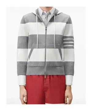 Thom Browne Hector Striped Hoodie With Drawstring And Zip Closure