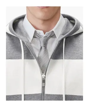 Thom Browne Hector Striped Hoodie With Drawstring And Zip Closure