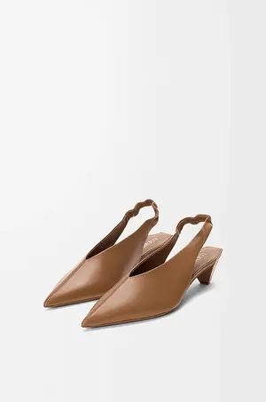 Loewe Origami Cubic Slingbacks - Mocha