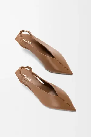 Loewe Origami Cubic Slingbacks - Mocha