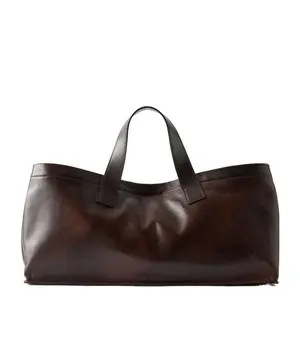 Staud Port Logo-debossed Leather Tote - Black