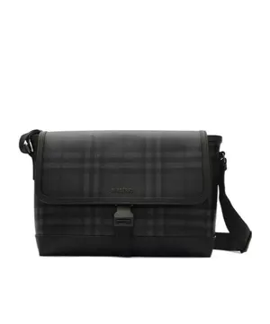 Burberry Medium City Check Clip Messenger Bag - Iron-gray